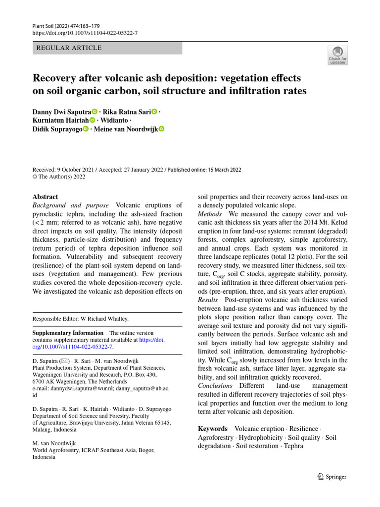Saputra, Danny - 2022 - Recovery After Volcanic Ash Deposition ...