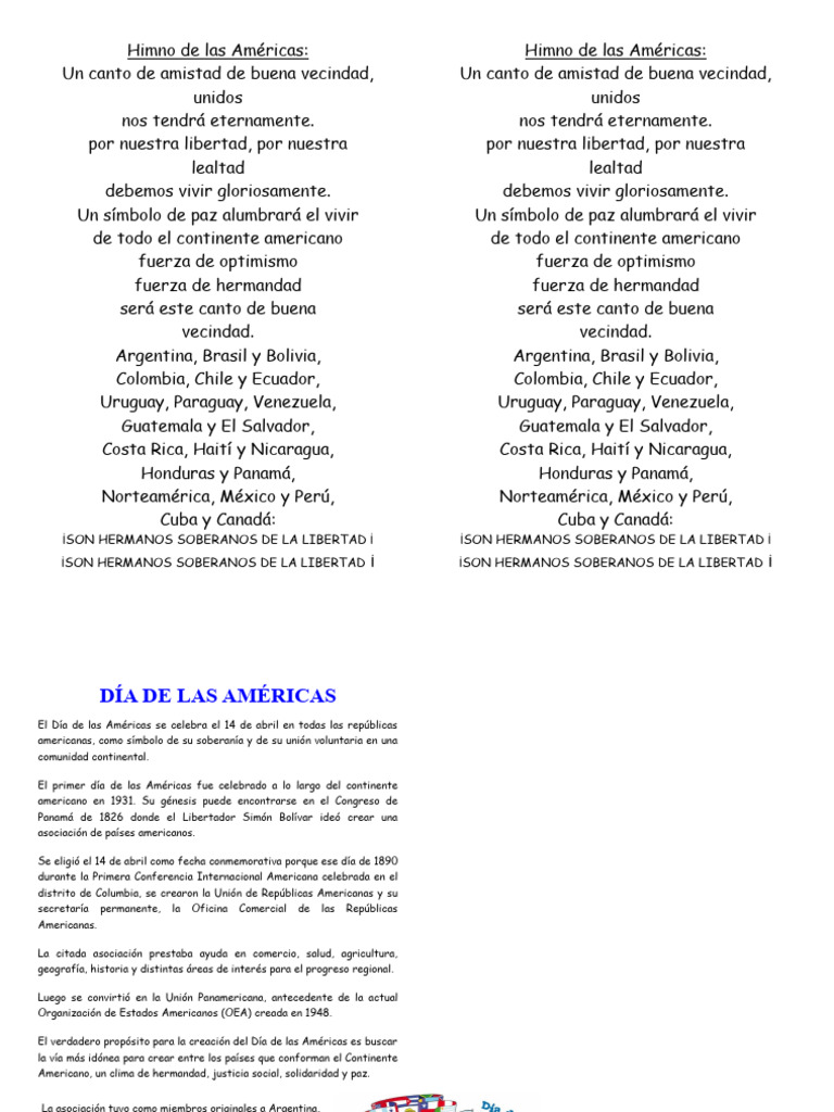 Himno de Las Américas | PDF | Américas | América del Sur
