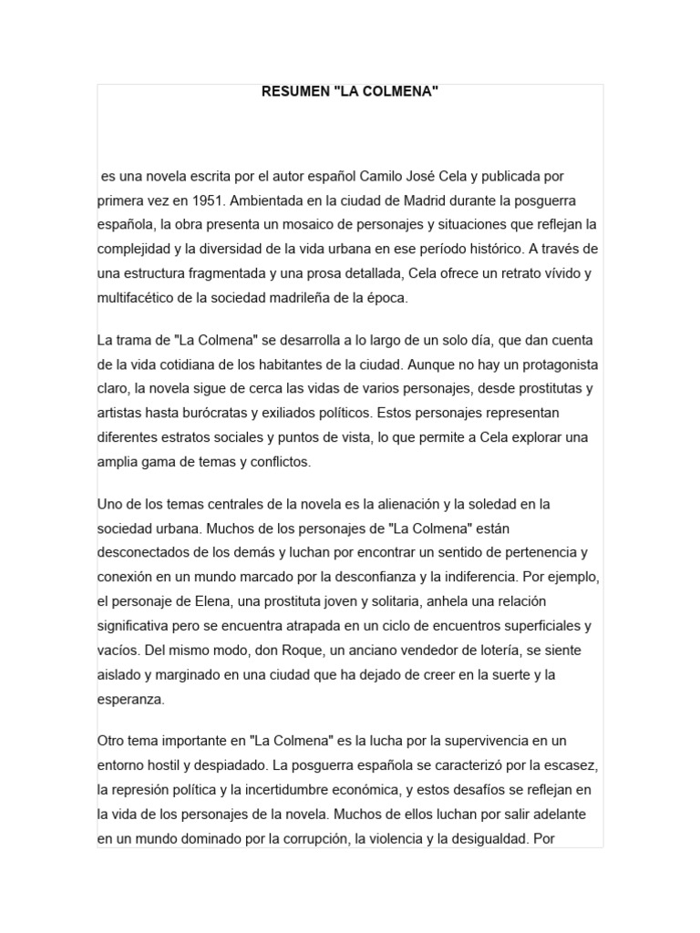 La Colmena | PDF | Novelas | Amor