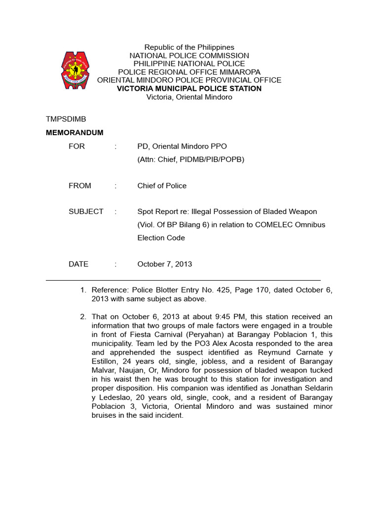 Example of Spot Progress and Final Report | Download Free PDF ...