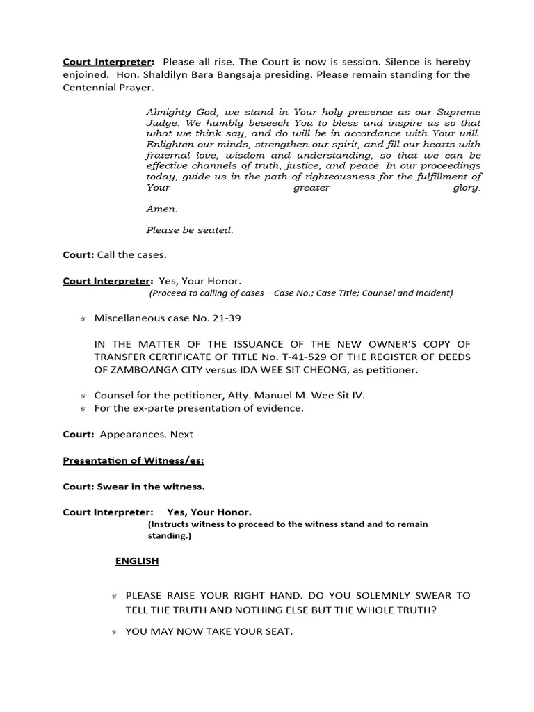 SCRIPT FOR HEARING | PDF