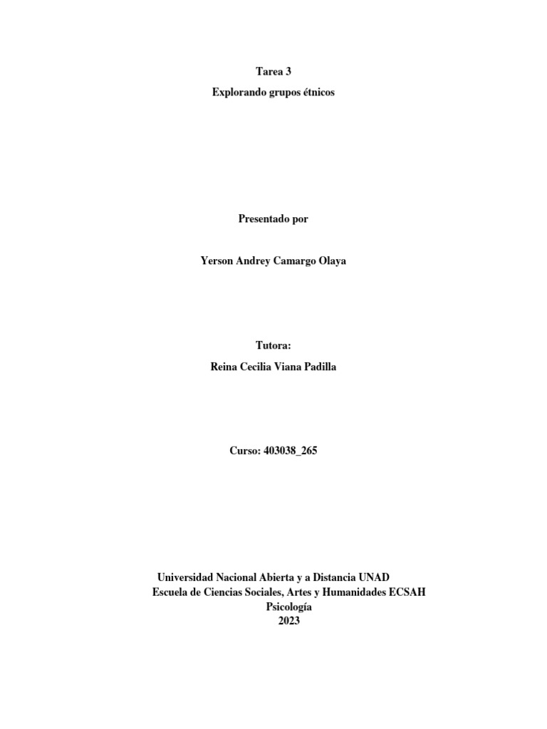 Tarea 3 - Explorando Grupos Étnicos - Grupo - 403038 - 265 | PDF | Colombia | Pueblo romaní