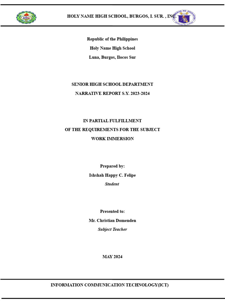 Narrative Report | PDF | Information And Communications Technology