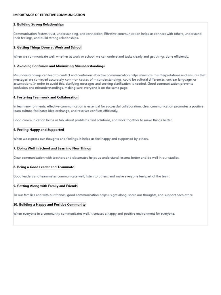 Benefits of Effective Communication | PDF