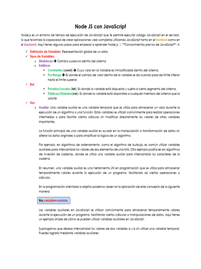 Node JS Con JavaScript | PDF | Variable (informática) | Script Java Node JS Con JavaScript | PDF | Variable (informática) | Script Java