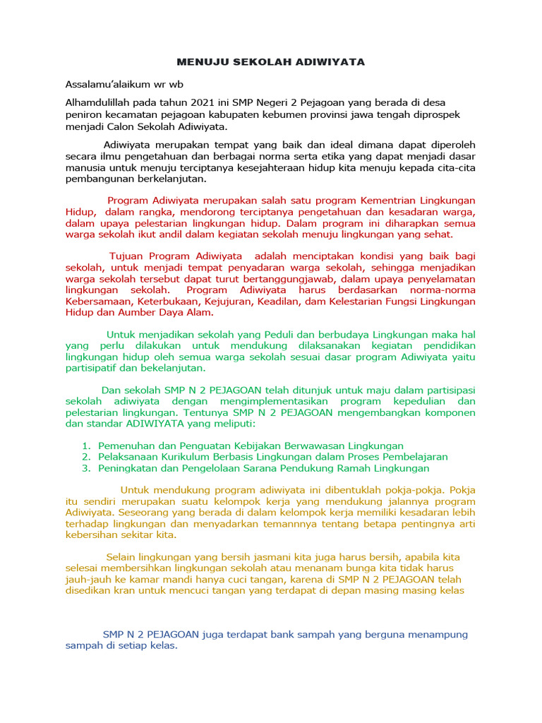 Sekolah Adiwiyata | PDF