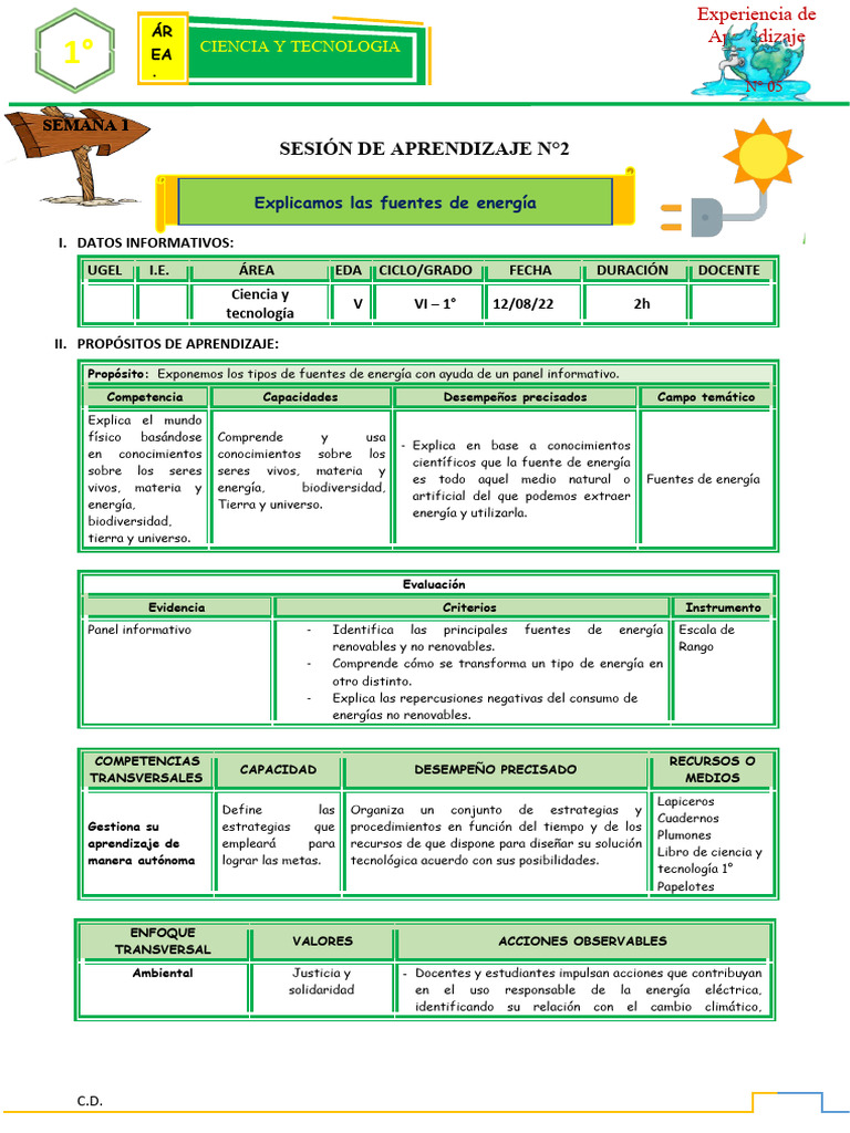 1° Sesión de Aprendizaje Sesión2.-Sem.1-Exp05.cyt | PDF | Aprendizaje | Maestros
