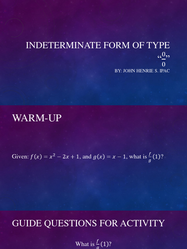 Indeterminate Forms: Type 0/0 Limits | PDF