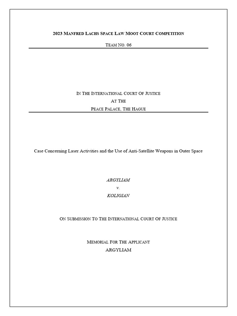 Final 3rd Draft - Applicant | PDF | International Law | Satellite