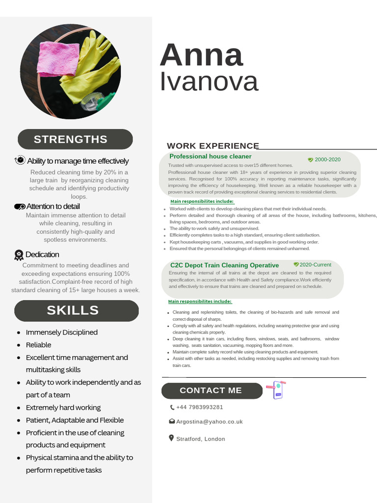 Professional CV Resume | Download Free PDF | Housekeeping | Hygiene