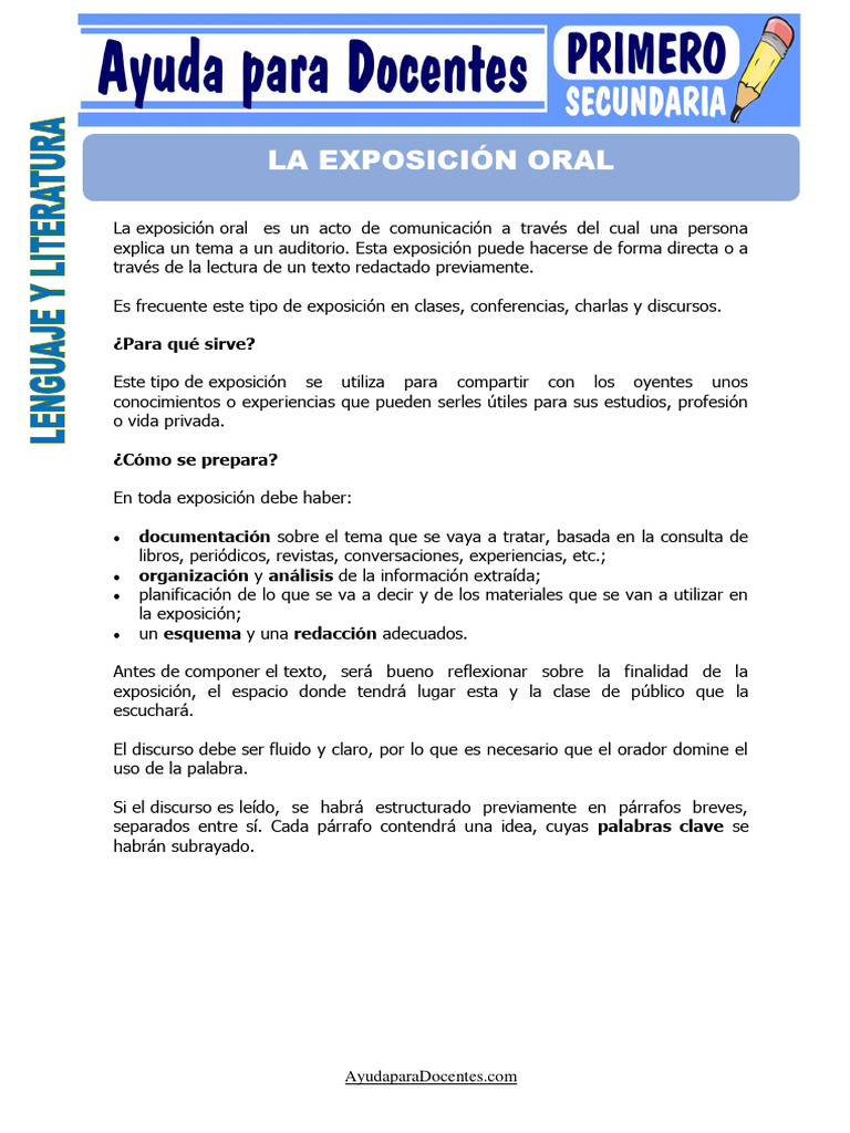 Exposicion-Oral-para-Primero-de-Secundaria | PDF