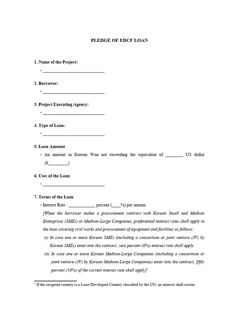 1 Pledge of EDCF Loan | PDF | Loans | Interest
