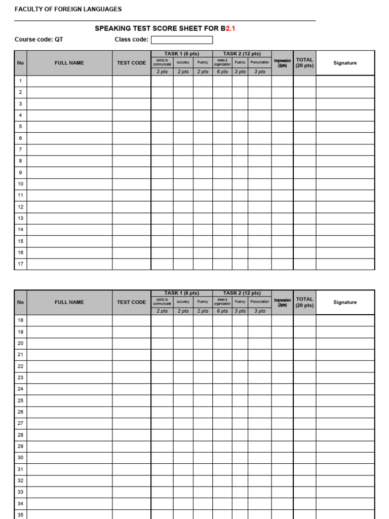 SIE - Speaking Scoresheet | Download Free PDF | Fluency | Human Voice