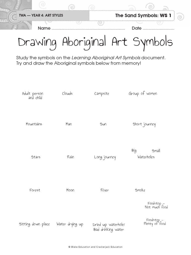 TWA Art Styles Year 4 The Sand Symbols Worksheets | PDF