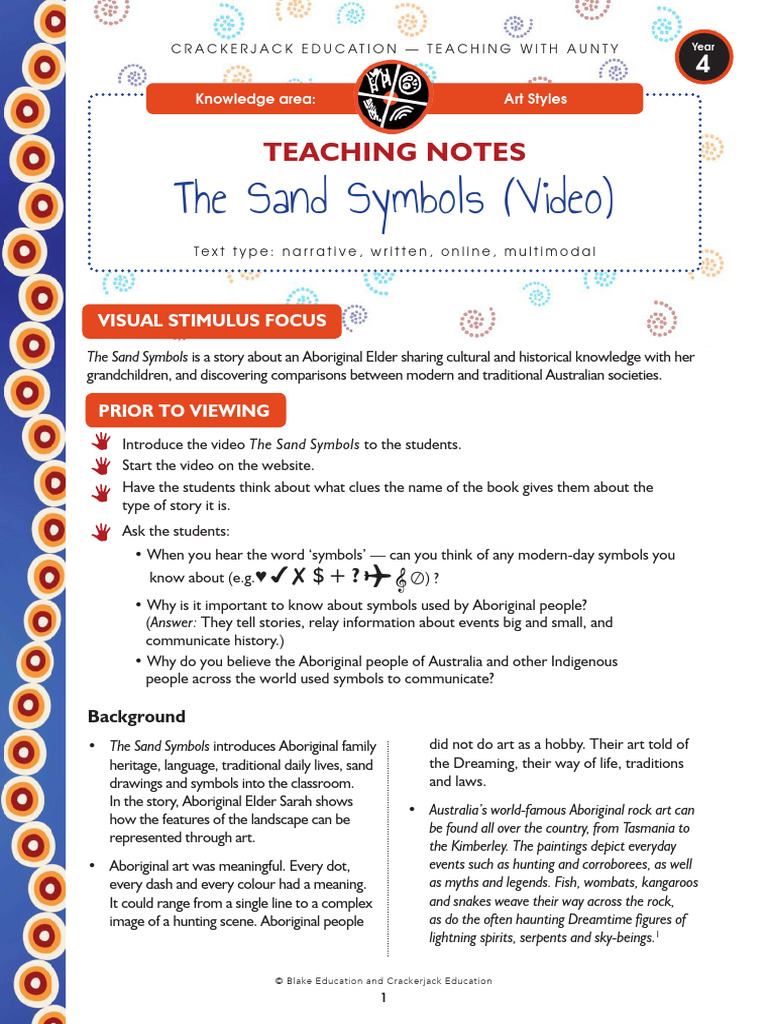 TWA Art Styles Year 4 The Sand Symbols Teaching Notes | PDF | Data ...