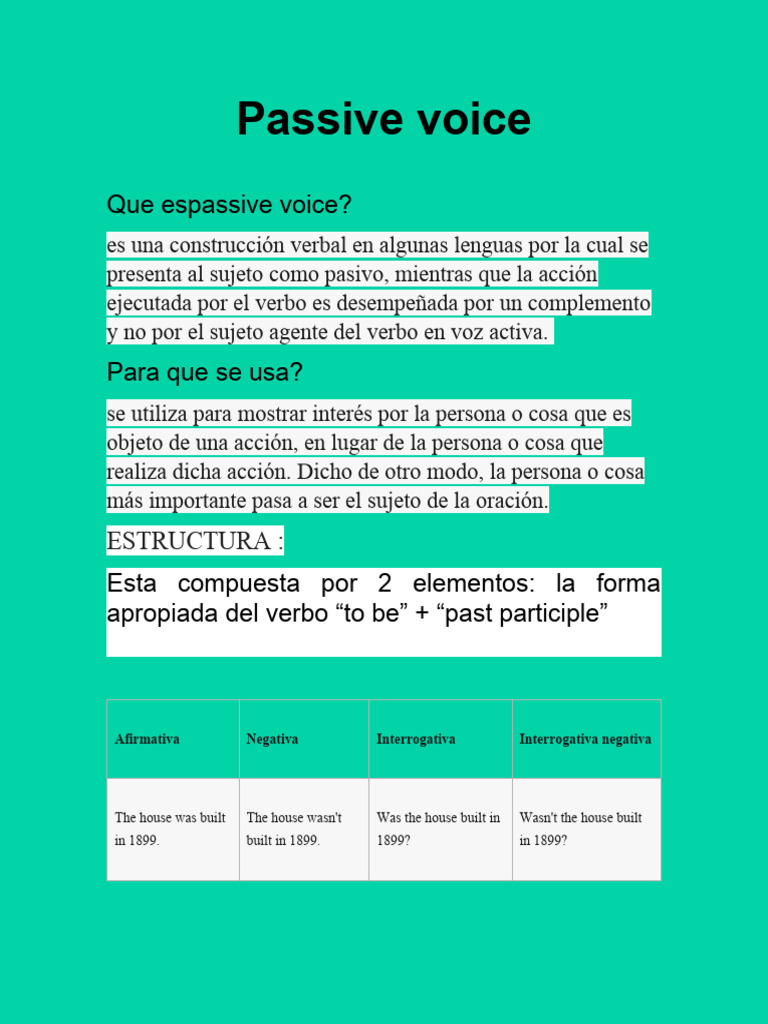 Passive Voice | PDF | Semantic Units | Syntax