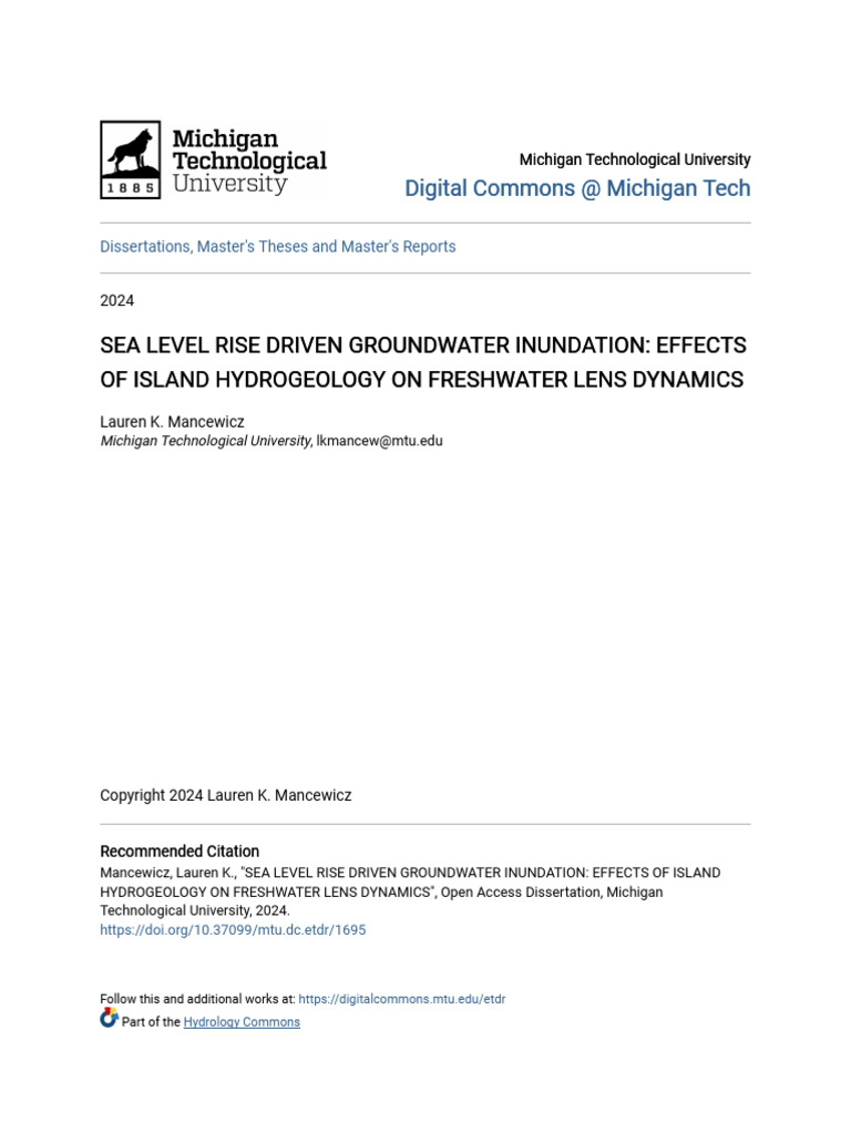 Sea Level Rise Driven Groundwater Inundation - Effects of Island H ...
