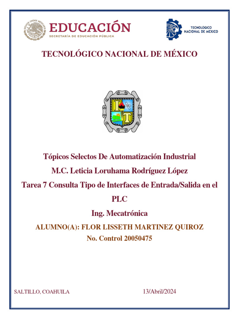 Tipos de Interfaces de Entrada/Salida en El PLC | PDF | Conversor ...