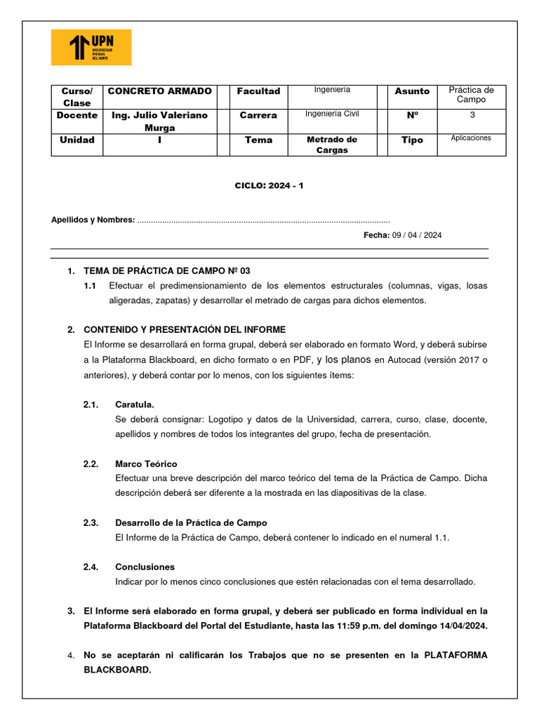Activ. Práct. de Campo #03-C. Armado-2024-1 | PDF