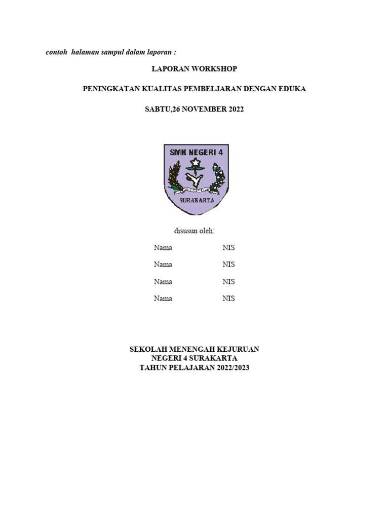 CONTOH FORMAT LAPORAN | PDF