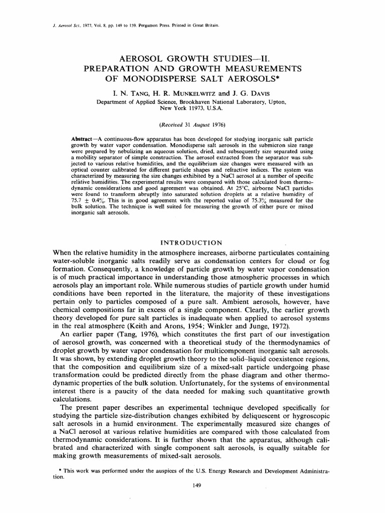 Aerosol Growth Studies | PDF | Aerosol | Humidity
