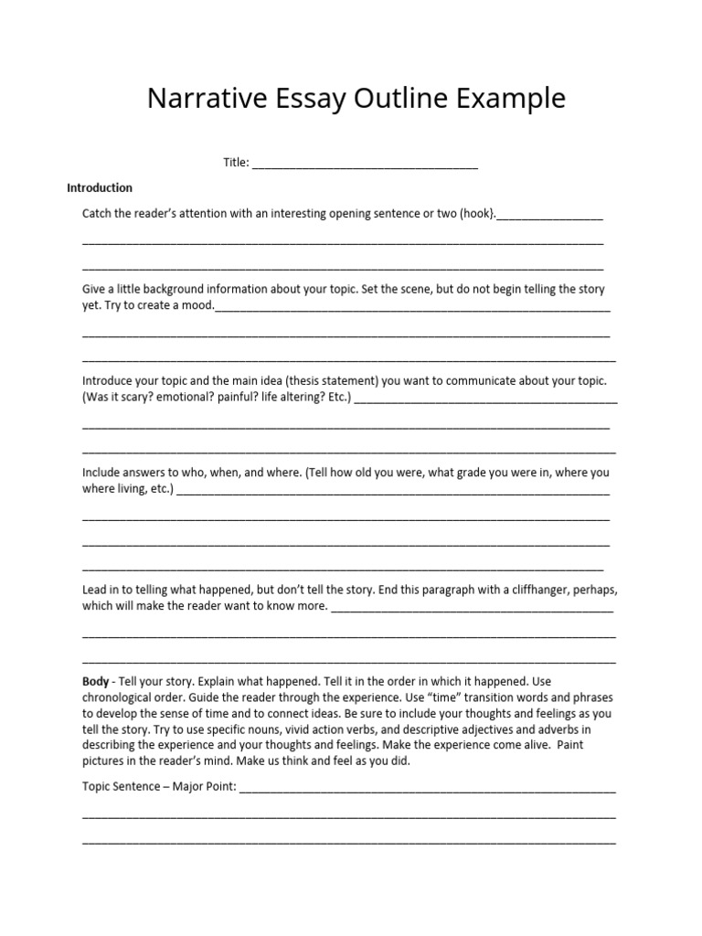 Narrative Essay Outline | PDF | Essays | Experience