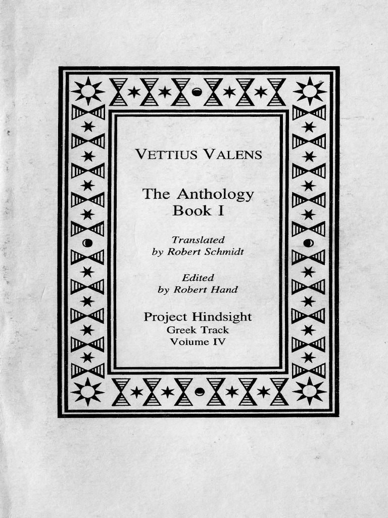 Vettius Valens - The Anthology, Book I | PDF