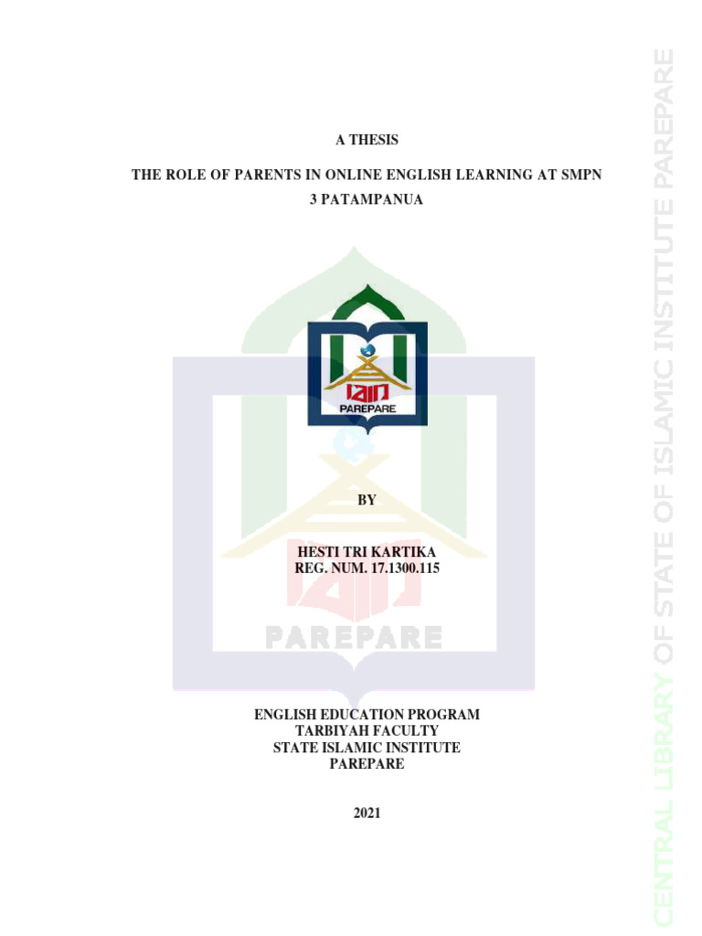 A Thesis The Role of Parents in Online English Learning at SMPN 3 ...