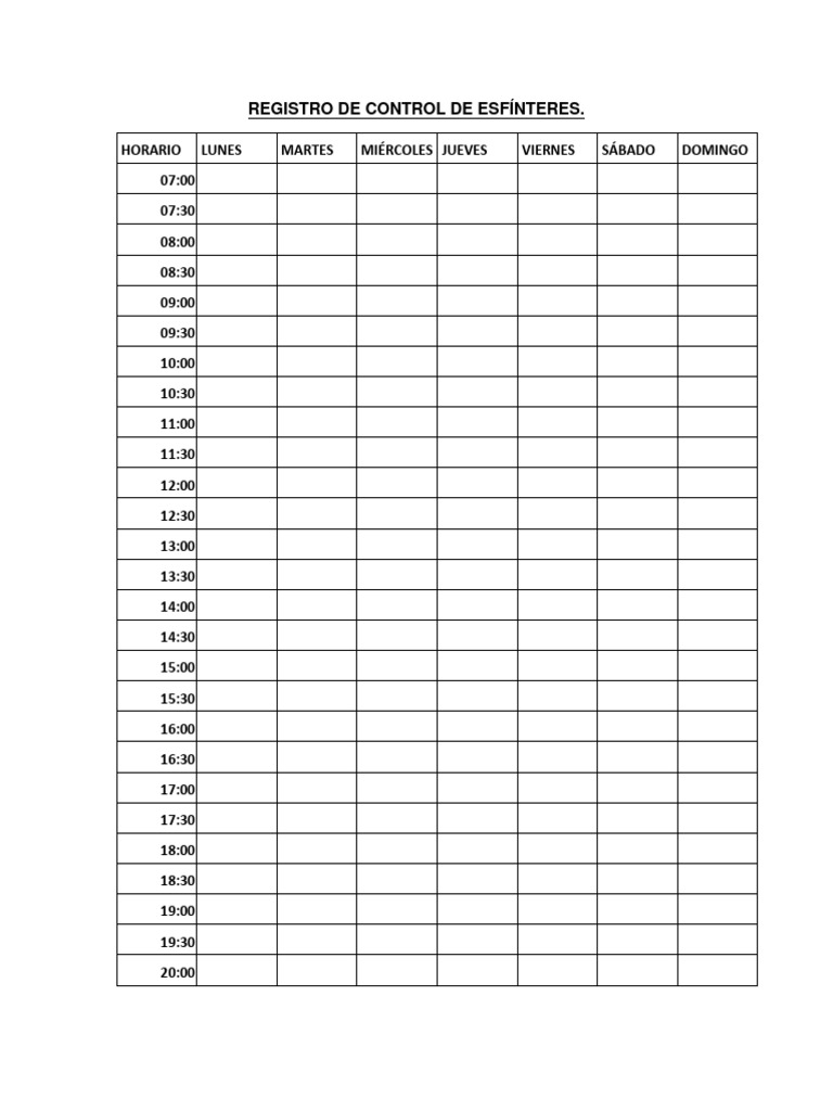 REGISTRO DE CONTROL DE ESFINTERES | PDF REGISTRO DE CONTROL DE ESFINTERES | PDF