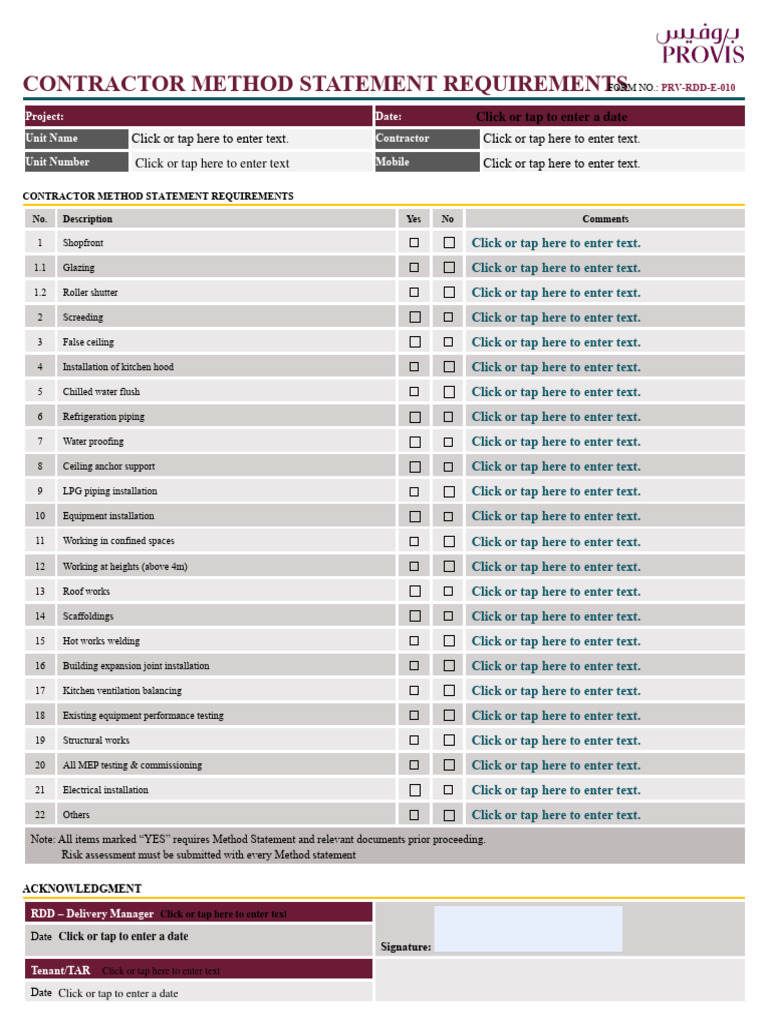 2 Kickoff Meeting For Reference 04 - PRV RDD e 010 - Contractor Method Statement Requirements ...