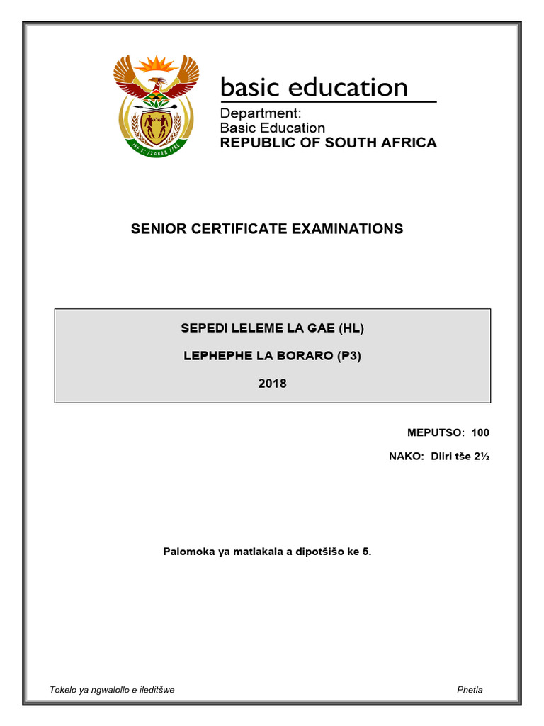 Sepedi HL P3 May-June 2018 | PDF