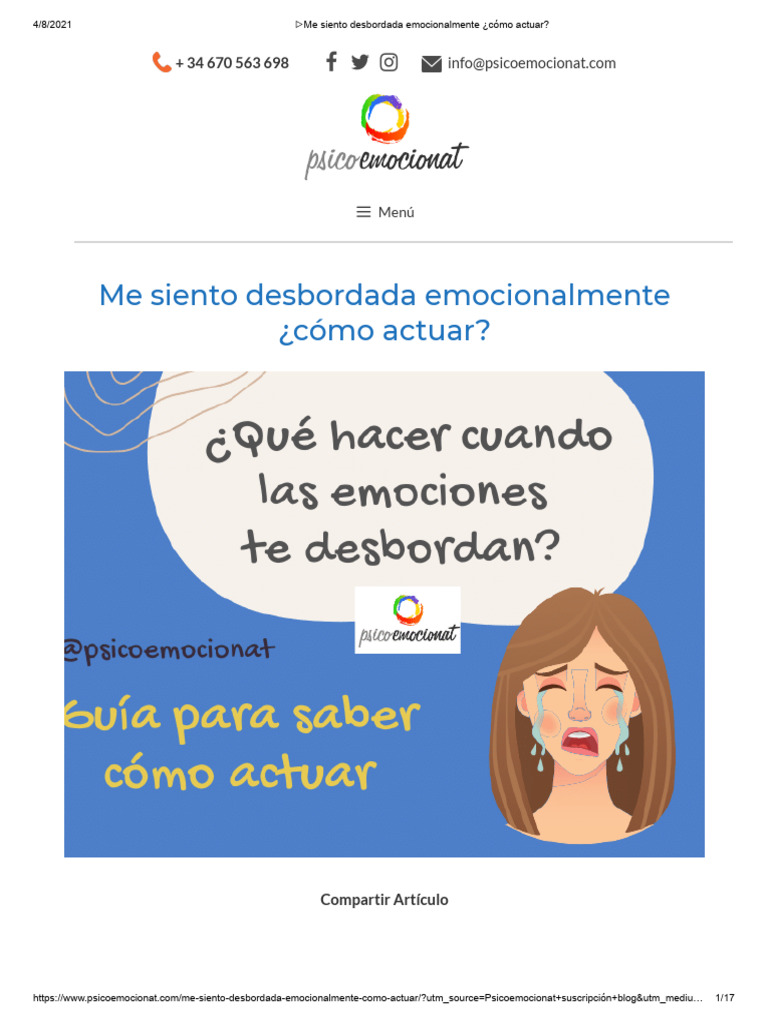 Me Siento Desbordada Emocionalmente ¿Cómo Actuar | PDF | Las emociones | Experiencia