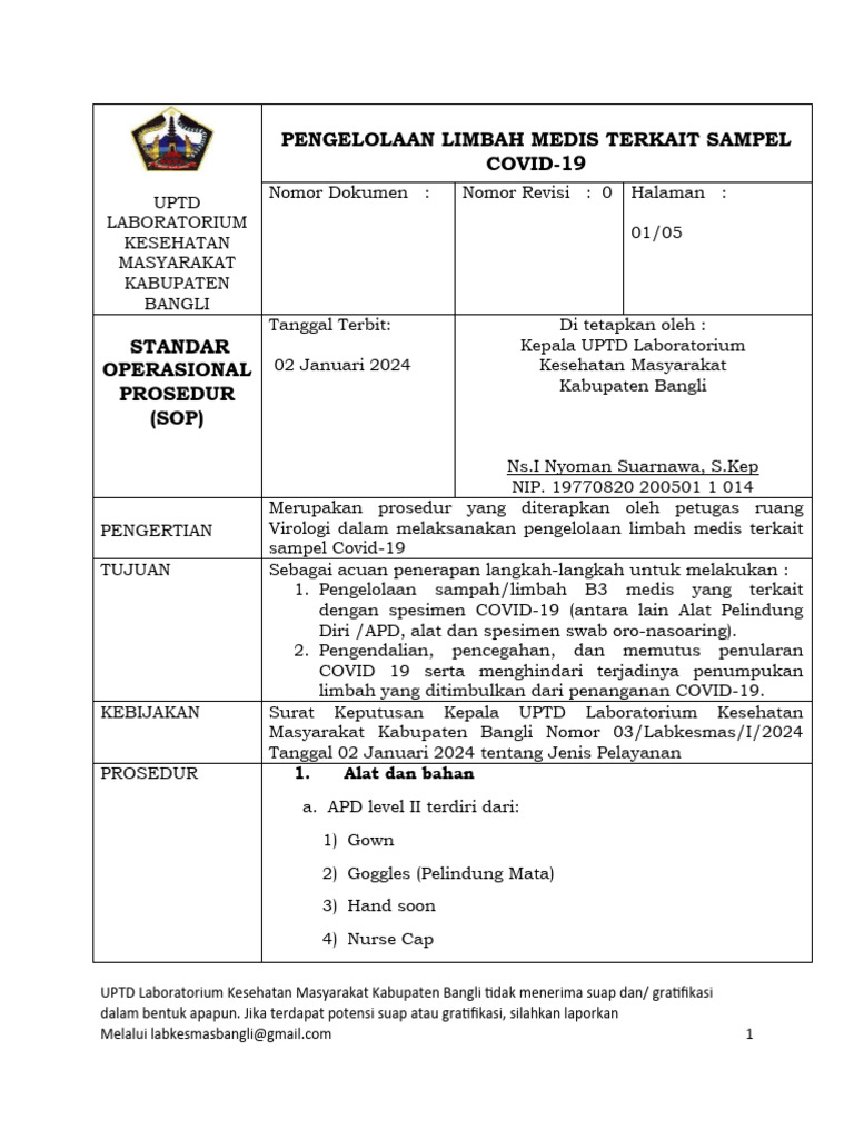 Sop Pengelolaan Limbah | PDF | Sains & Matematika