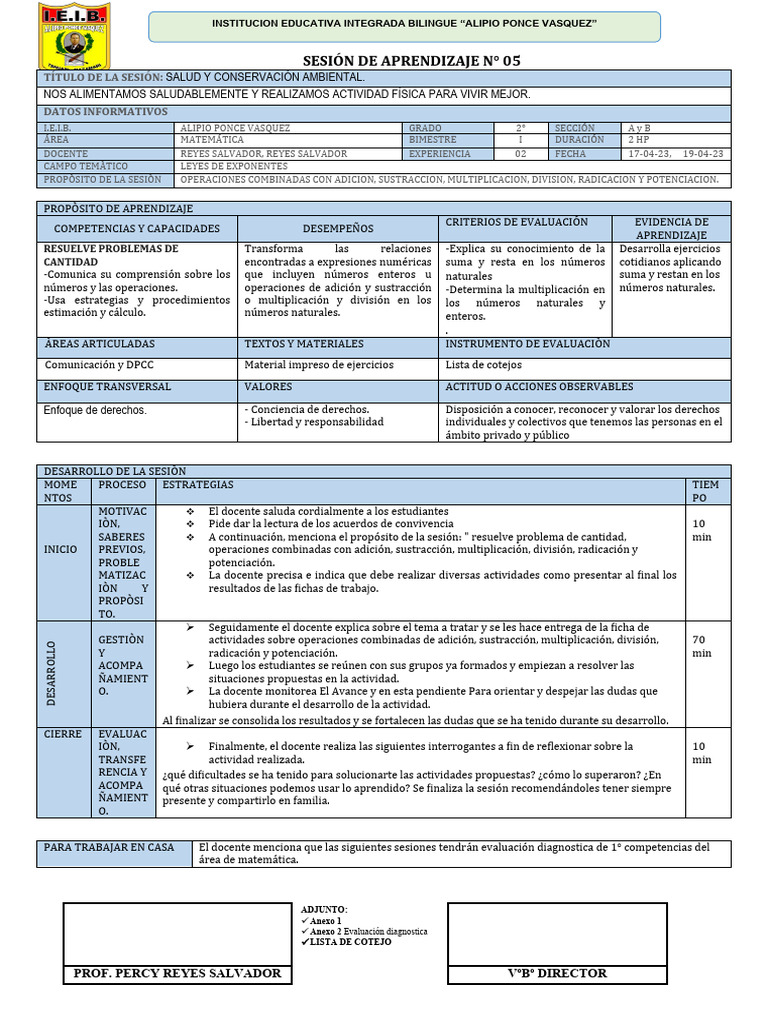 Sesion 5 Mat 2° | Descargar gratis PDF | Aprendizaje | Cognición