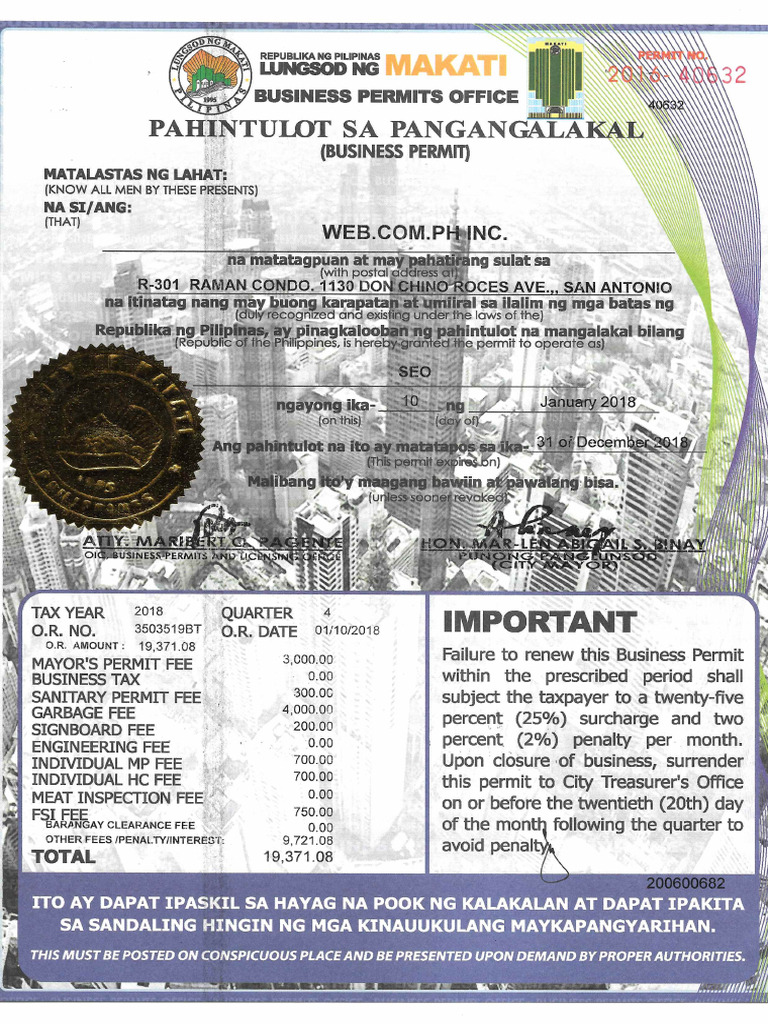 Mayors Permit 2018 | PDF