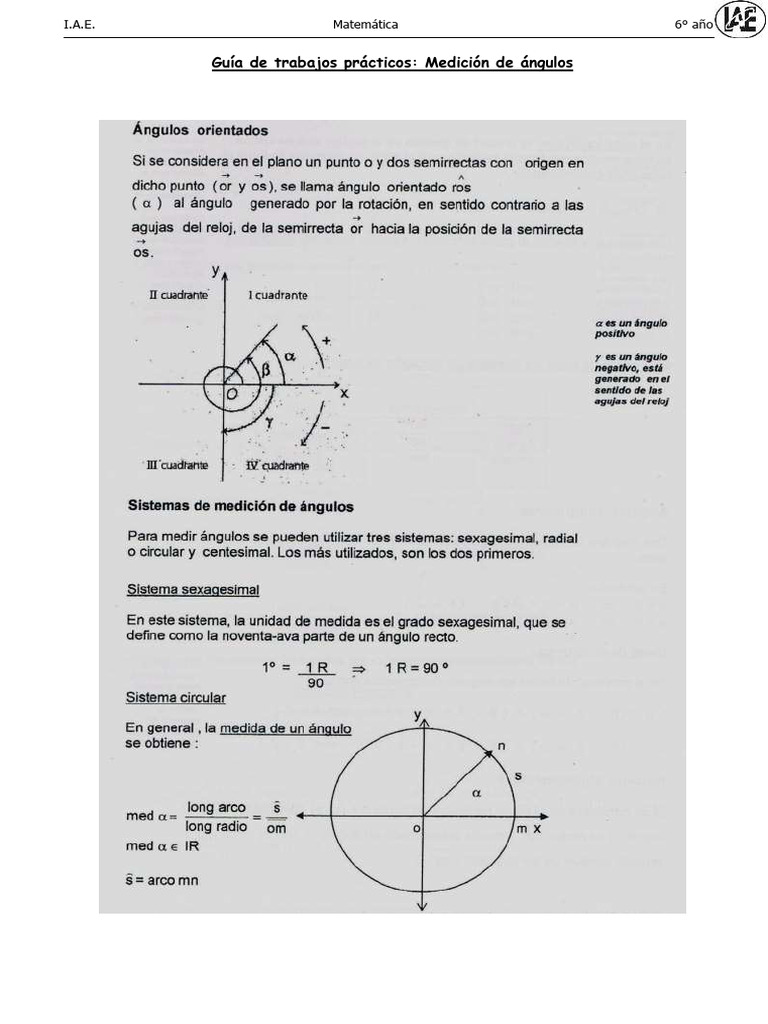 Guía Medición de ángulos 6to 2023 | PDF | Ángulo | Rotación