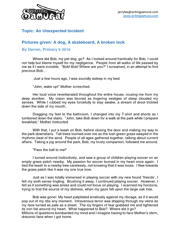 Darren Tan P6 An Unexpected Incident | PDF