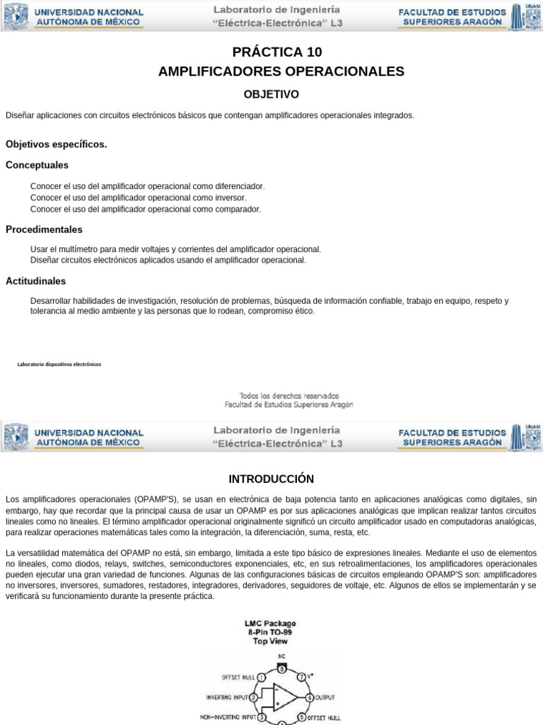 Practica 10 | PDF | Amplificador operacional | Amplificador
