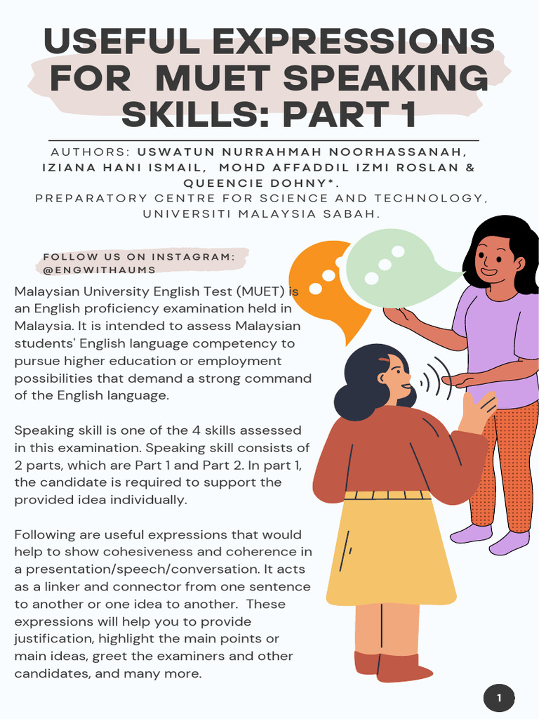 Useful Expressions For Muet Speaking Skills - PART 1 | PDF | Reason ...