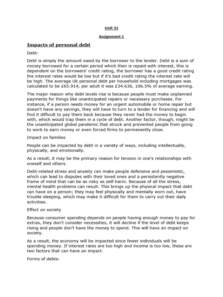 Unit 31 Ass 1 Pdf Cost Of Living Loans