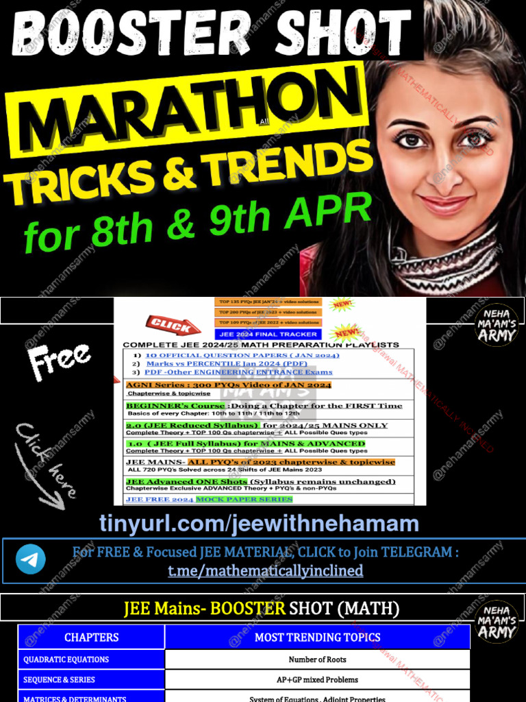 JEE Mains Math Booster Guide 2025 | PDF | Equations | Mathematics