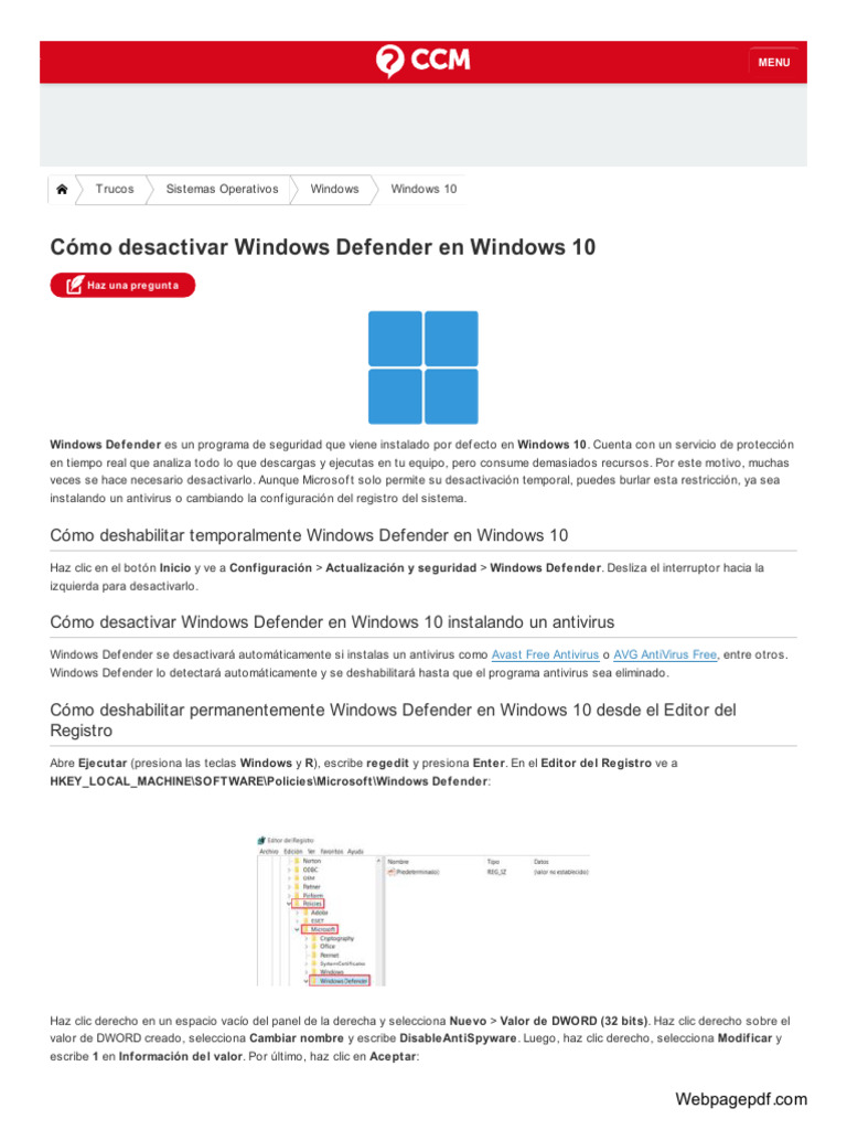 Desactivar Windows Defender En Windows 10 – HOBH