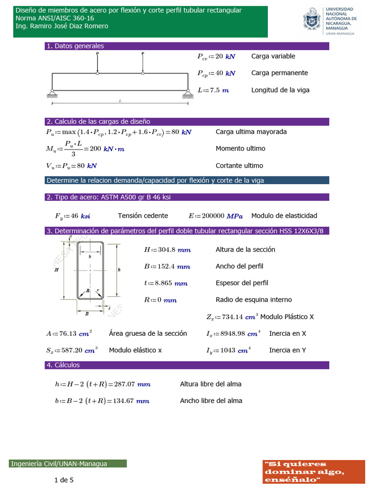 Diseño de Viga Perfil Tubular Rectangular | PDF | Viga (Estructura) | Doblar