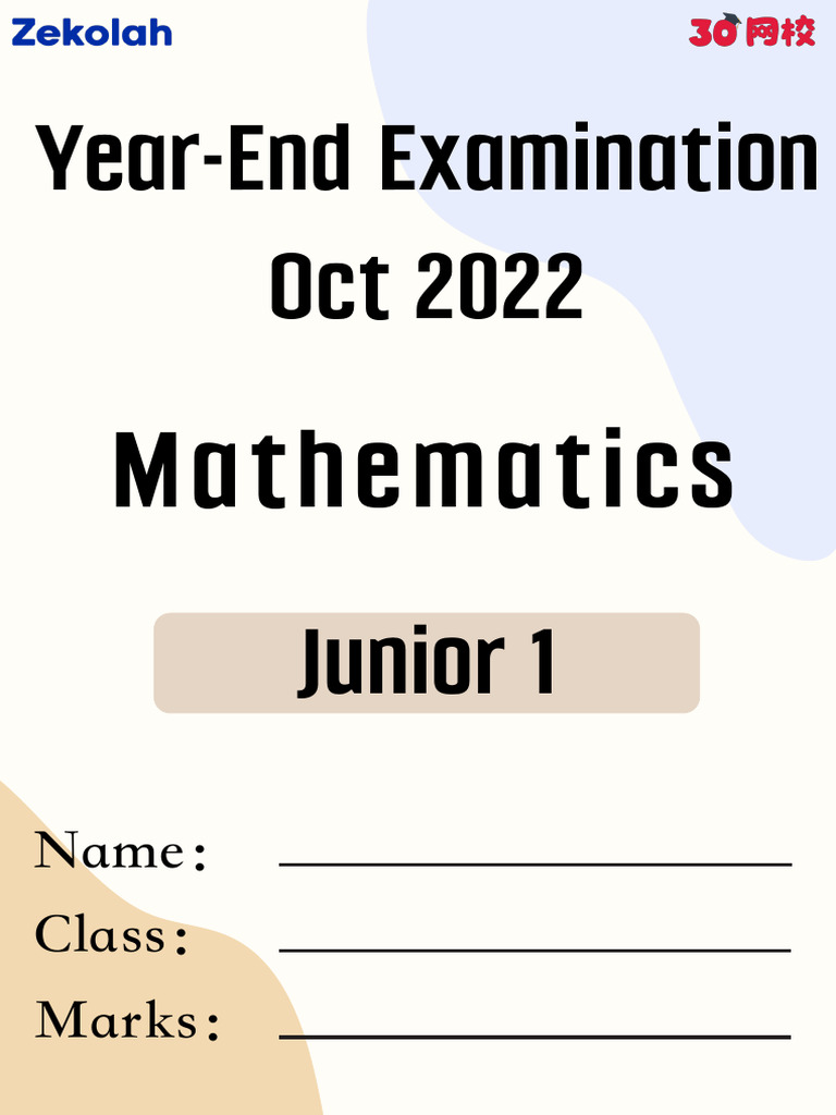 Junior 1 Math Exam 2022 | PDF | Financial Economics