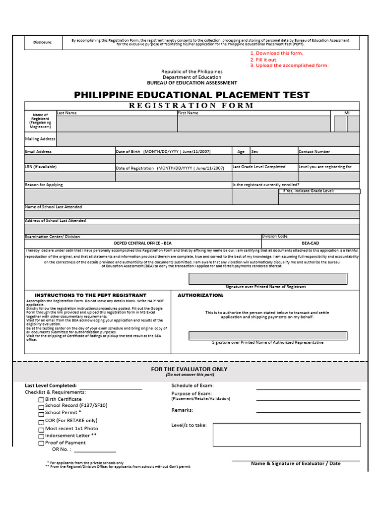 PEPT Online Registration Form | PDF | Birth Certificate