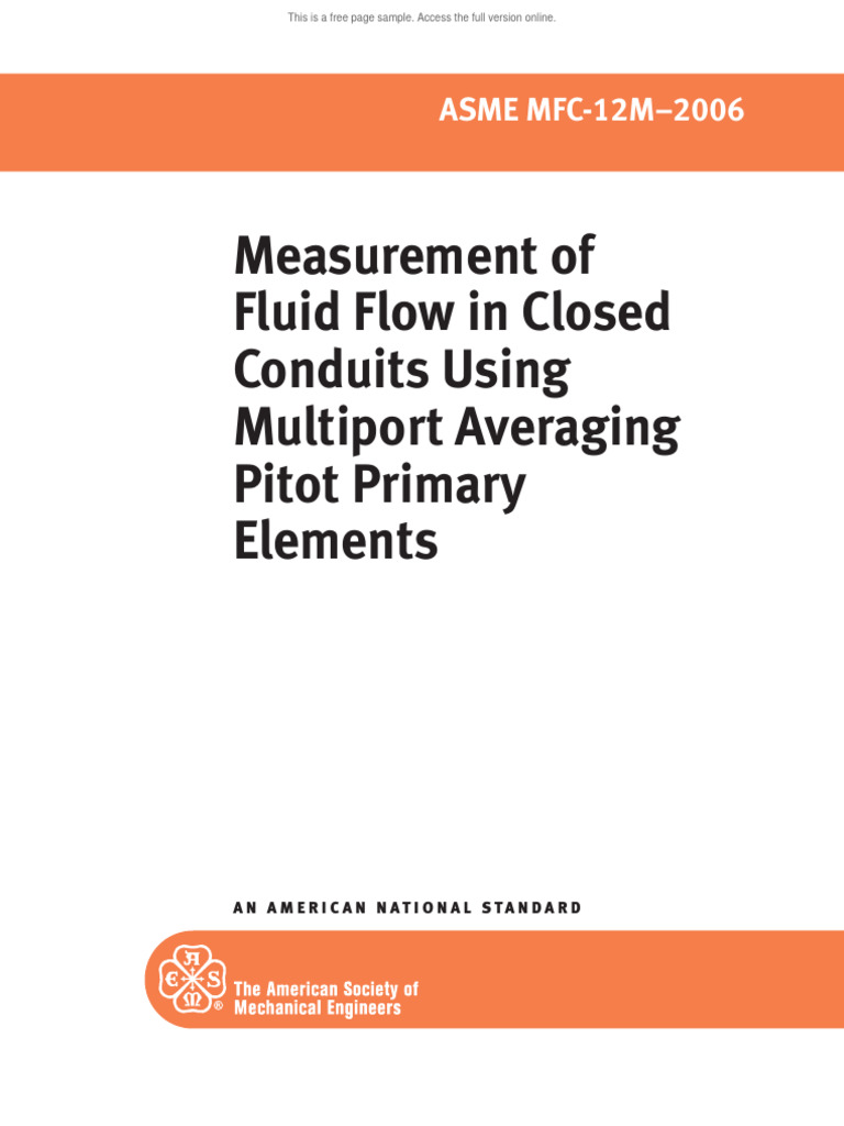 Measurement of Fluid Flow in Closed Conduits Using Multiport Averaging Pitot Primary Elements ...