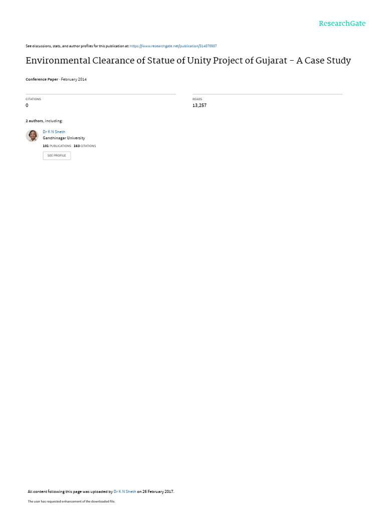 Environmental Clearance for Statue of Unity | PDF | Environmental ...