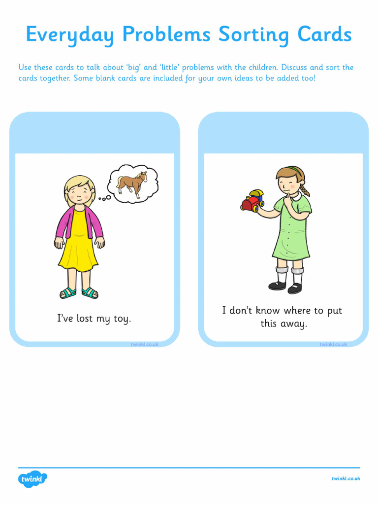 T T 26657 EYFS Everyday Problems Sorting Cards | PDF