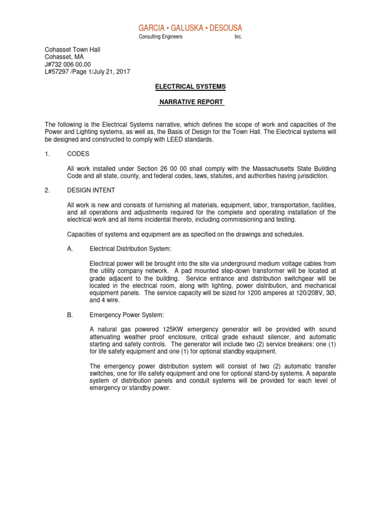 07 Electrical System Narrative Report (SAMPLE) | PDF | Security Alarm ...