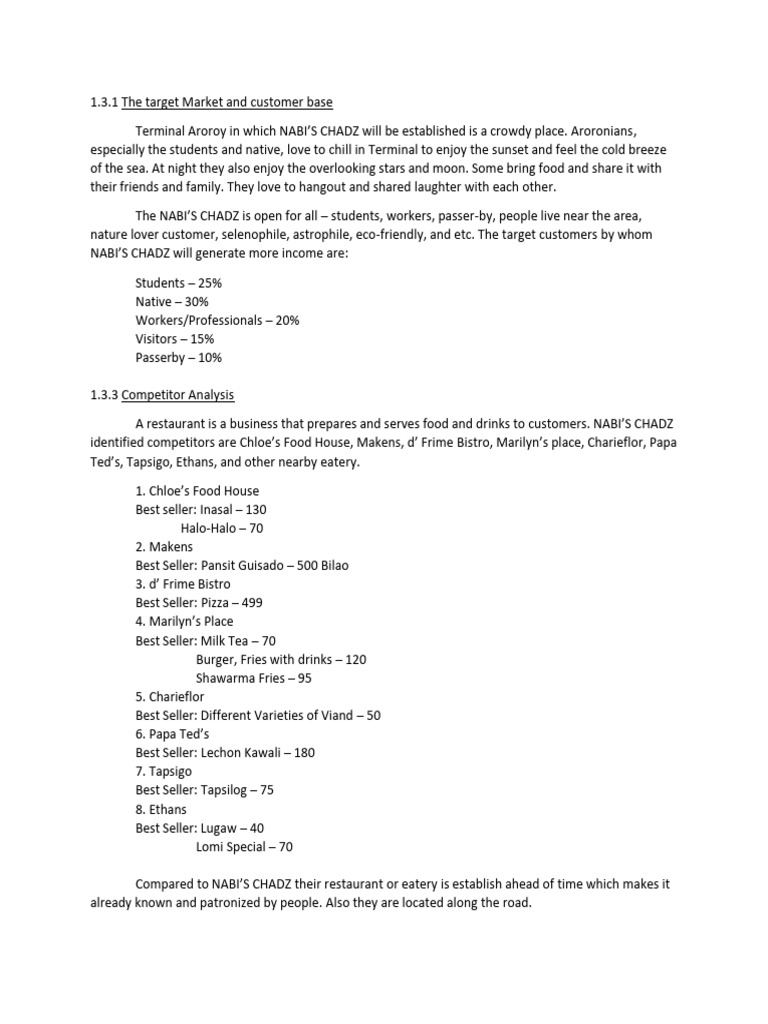Draft Business Plan 1.2 | PDF | Cooking | Point Of Sale